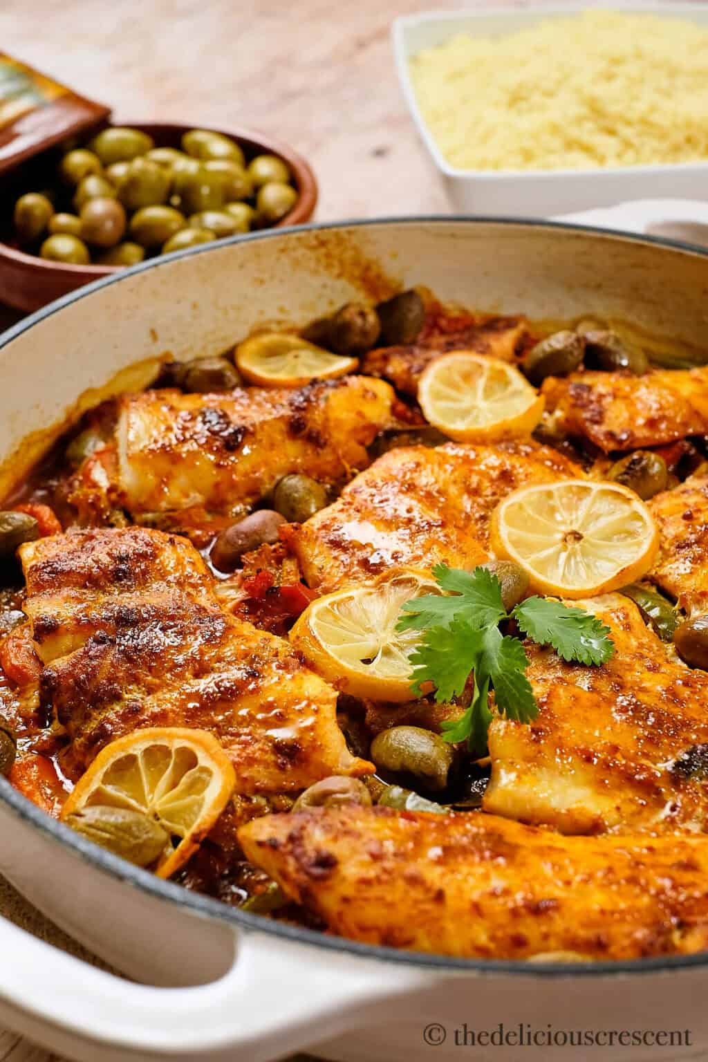 Moroccan Fish Tagine (With White Fish) - The Delicious Crescent